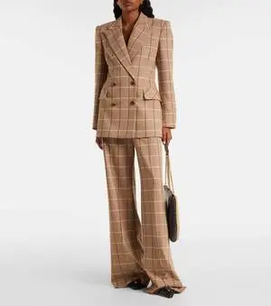 Valentino Garavani Checked Double-breasted Virgin Wool Blazer