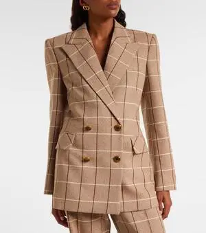 Valentino Garavani Checked Double-breasted Virgin Wool Blazer