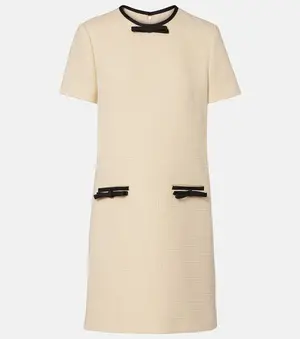 Valentino Garavani Bow-detail Wool-blend Tweed Minidress - White