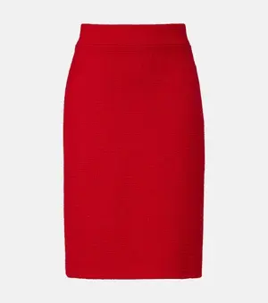 Valentino Garavani High-rise Wool-blend Tweed Pencil Skirt - Red