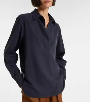 Max Mara Mirko Silk Crêpe Blouse - Blue