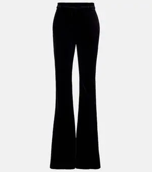 Max Mara Vetrino Cotton-velvet Flared Trousers - Black