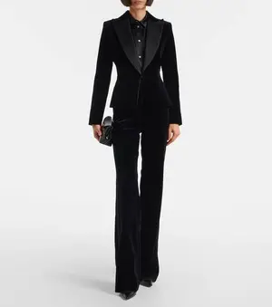 Max Mara Eolie Cropped Cotton Velvet Blazer