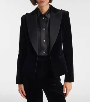 Max Mara Eolie Cropped Cotton Velvet Blazer
