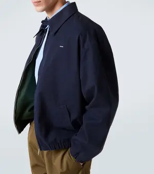 Prada Logo Cotton Blouson Jacket - Blue