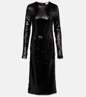 Sportmax Elleni Sequined Jersey Midi Dress - Black