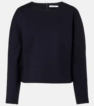 Max Mara Girello Wool And Cotton-blend Top - Blue