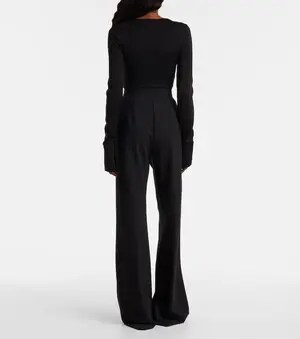 Max Mara Nigella Draped Wool Bodysuit - Black