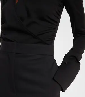 Max Mara Nigella Draped Wool Bodysuit - Black