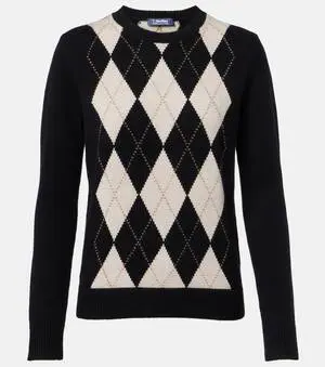 Max Mara Argyle Wool And Cashmere Sweater - Black