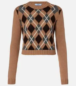 Prada Argyle Cashmere Sweater - Brown