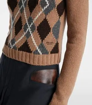 Prada Argyle Cashmere Sweater - Brown