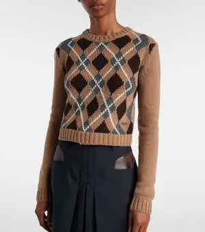 Prada Argyle Cashmere Sweater - Brown