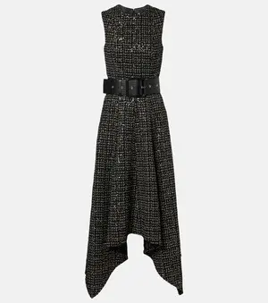 Safiyaa Okimi Sequined Tweed Midi Dress