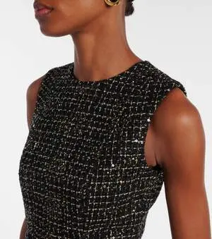 Safiyaa Okimi Sequined Tweed Midi Dress
