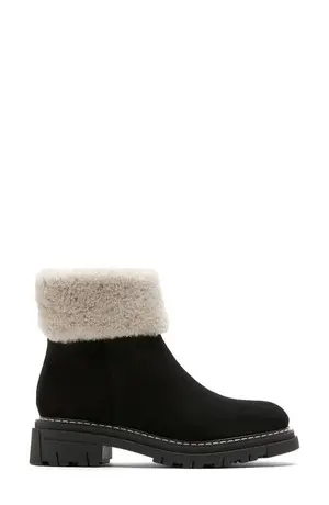 La Canadienne Dwayne Waterproof Bootie With Genuine Shearling Cuff - Black Suede