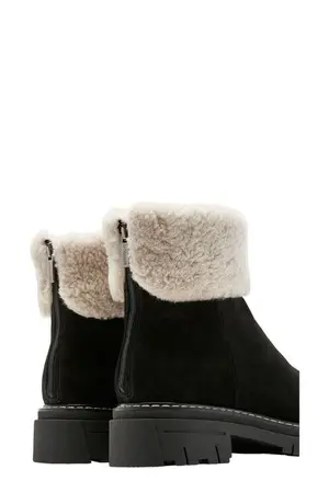 La Canadienne Dwayne Waterproof Bootie With Genuine Shearling Cuff - Black Suede