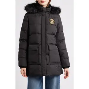 Ralph Lauren Crest Patch Down & Feather Fill Hooded Coat - Black