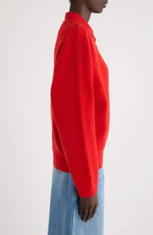 Jacquemus La Maille Vareuse Pallone Merino Wool & Cashmere Polo Sweater - Red