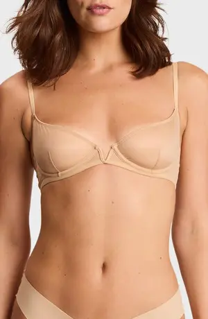 Commando Mesh Underwire Plunge Demi Bra Beige