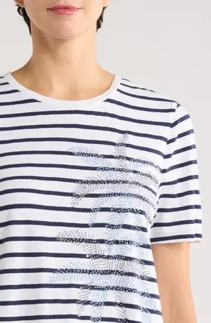 Tommy Bahama Striped Palm Organic Cotton Top