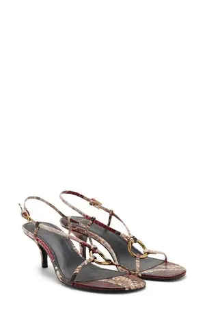 Mango Hoop Detail Slingback Kitten Heel Sandals - Coral Red