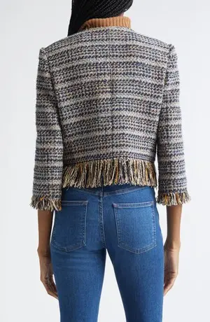 Veronica Beard Lyons Tweed Fringe Jacket