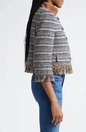 Veronica Beard Lyons Tweed Fringe Jacket