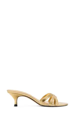 Mango Strappy Kitten Heel Sandal - Gold