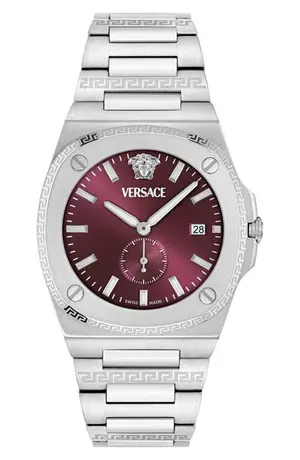 Versace Tolomeo Bracelet Watch - Stainless Steel/burgundy