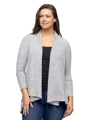 24SEVEN COMFORT APPAREL Open Front High Low Cardigan - Grey