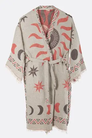 FOREVER & ALWAYS SHOES Evora Handmade Cotton Boho Robe Cover-up - Light Grey