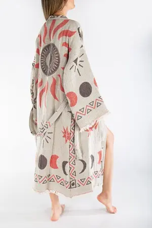 FOREVER & ALWAYS SHOES Evora Handmade Cotton Boho Robe Cover-up