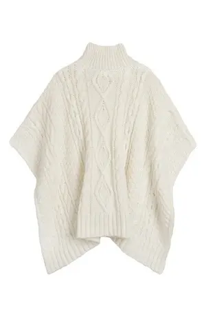 Ralph Lauren Crest Button Cable Poncho - Cream