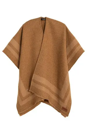 Ralph Lauren Woven Twill Border Ruana - Classic Camel