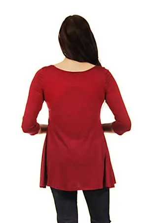 24SEVEN COMFORT APPAREL Ruched Sleeve Maternity Tunic Top