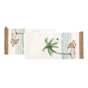 C&F HOME Life Is Better At The Beach Embroidered Dining Table Runner - Blue