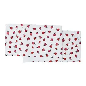 C&F HOME Ladybug Printed 100% Cotton White Table Runner 14" X 72" Red