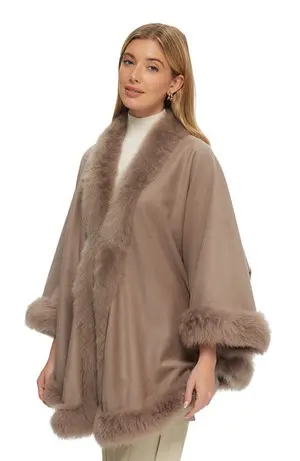 Gorski Wool And Cashmere Cape With Shearling Trim
