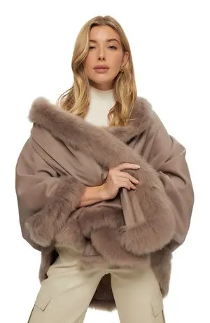 Gorski Wool And Cashmere Cape With Shearling Trim