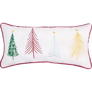 CAROL & FRANK Colorful Trees Throw Pillow - Red