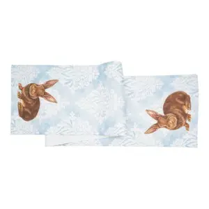 C&F HOME Damask Easter Bunny Rabbit Table Runner 14" X 72 - Blue