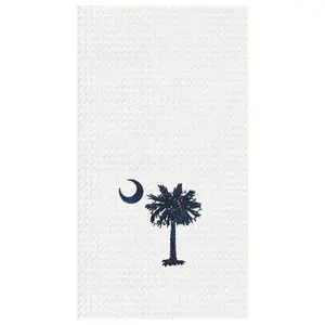 C&F HOME Palmetto With Lights Waffle Weave Kitchen Towel - Blue