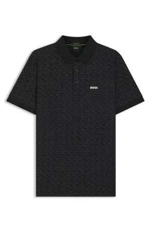 BOSS Paddy Geo Print Cotton Polo - Black