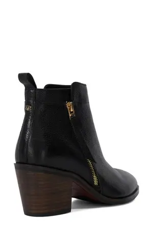 Dune London Paicing Leather Block Heel Bootie - Black