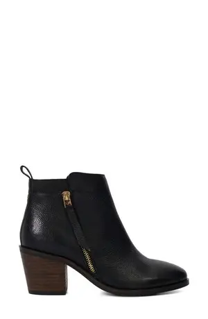Dune London Paicing Leather Block Heel Bootie - Black