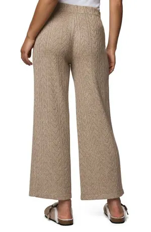 Splendid Pointelle Cropped Wide-leg Pants - Light Cedar Beige Heather