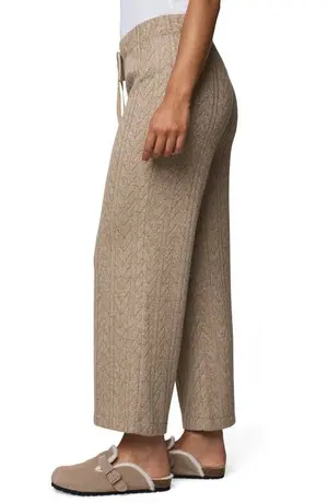 Splendid Pointelle Cropped Wide-leg Pants - Light Cedar Beige Heather