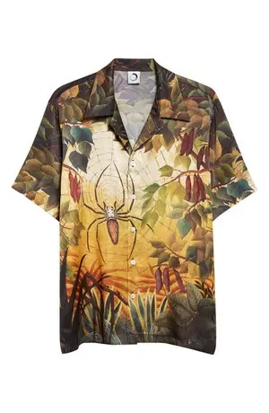 ENDLESS JOY Spiderweb Silk Satin Camp Shirt