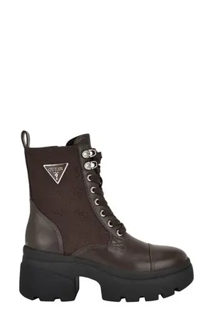 Guess Lug Sole Lace-up Boots - Dark Brown